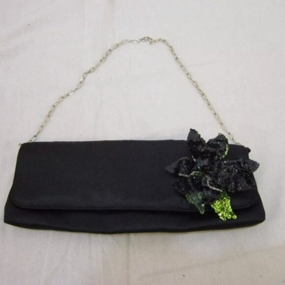 Bags | Menbur Black Clutch Handbag Wchain Shoulder Strap Magnetic Snaps ...